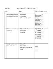 Assignment Answer Sheet Docx ANSWER SHEET Assignment SQL Part Getting Data Out Of