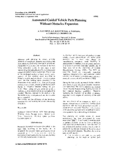 Pdf Automated Guided Vehicle Path Planning Without Obstacles Expansion