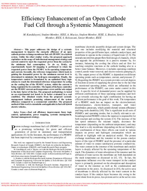 Pdf Efficiency Enhancement Of An Open Cathode Fuel Cell Through A Systemic Management