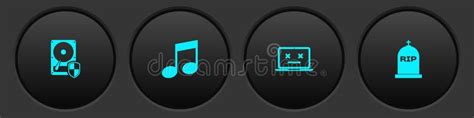 Set Hard Disk Drive Hdd Protection Music Note Tone Dead Laptop And Tombstone With Rip Written