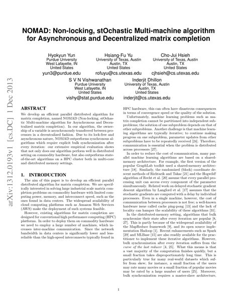 Pdf Nomad Non Locking Stochastic Multi Machine Algorithm For Asynchronous And Decentralized