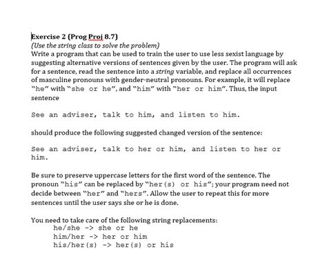 solved exercise 2 prog proj 8 7 use the string class to
