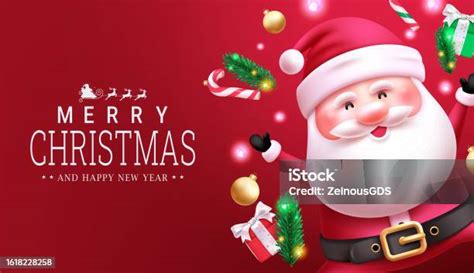 메리 크리스마스 텍스트 벡터 디자인입니다 크리스마스 산타 클로스 캐릭터 휴가 시즌 인사말 카드 산타 클로스에 대한 스톡 벡터