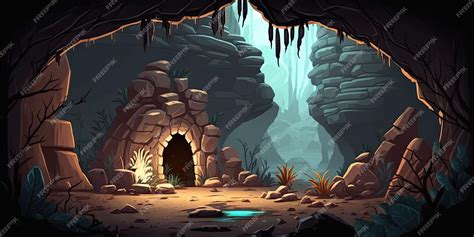 2d пещера на фоне скалы для мобильной игры на боевой арене Generative