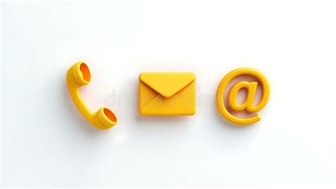 Yellow Contact Us Icons Phone Email At Symbol Stock Illustration Illustration Of Yellow