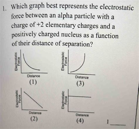 1 Which Graph Best Represents The Electrostatic Force Between An Alpha Particle With A Ch [algebra]