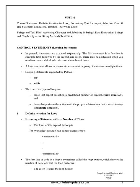 Python R20 Unit 2 Pdf Encryption Control Flow