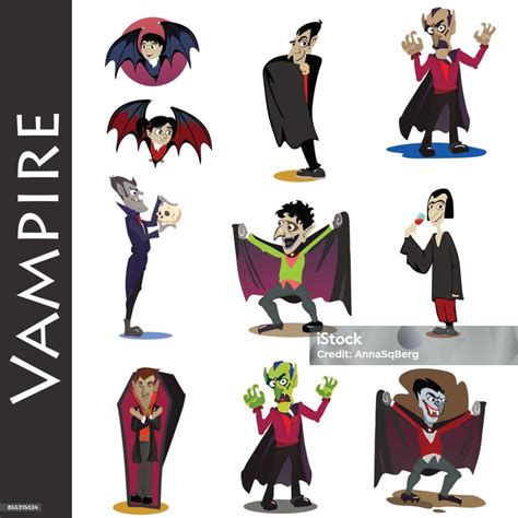 할로윈 뱀파이어 세트와 보름달 및 묘지 관 평면에서 Draculas 괴물에서 그들의 성 벡터 일러스트 좋은 할로윈 파티 초대 또는 전단 인사말 카드에 대 한 가을에 대한