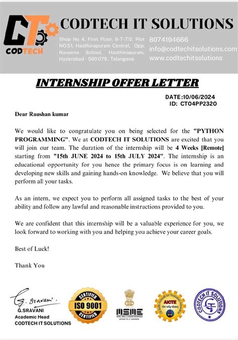 Raushan Kumar On Linkedin Internship Careerdevelopment Newbeginnings Python Ai Ml