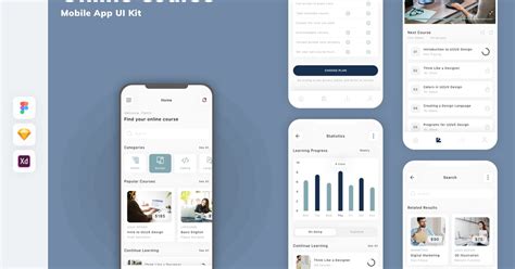 Online Course Mobile App Ui Kit Ux And Ui Kits Ft Online And Education