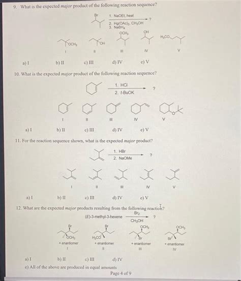 Solved 9 What Is The Expected Major Product Of The