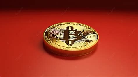 암호화폐 및 비즈니스 개념을 묘사하는 선명한 빨간색 배경에 비트코인 코인의 3d 렌더링 비트코인 암호화 교환 비트코인 채굴 배경 일러스트 및 사진 무료 다운로드