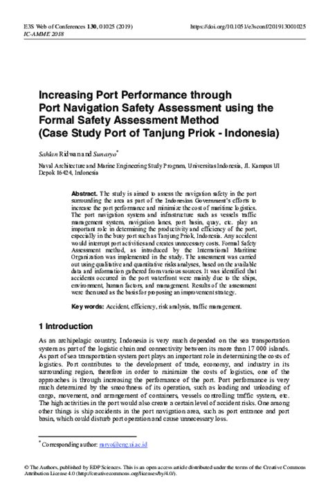 Pdf Increasing Port Performance Through Port Navigation Safety