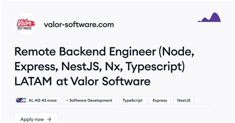 Valor Software Hiring Backend Engineer Node Express Nestjs Nx