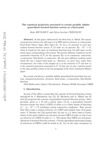 Pdf The Canonical Projection Associated To Certain Possibly Infinite