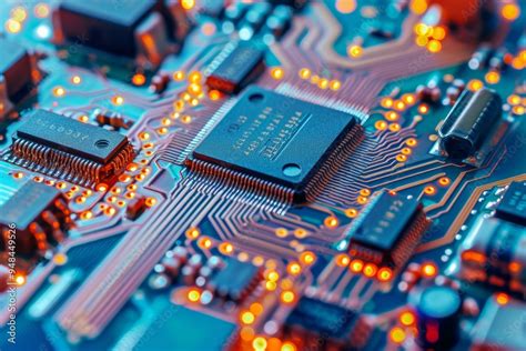 Printed Circuit Board With Advanced Processing Unit Inside Component Installation Machine Top