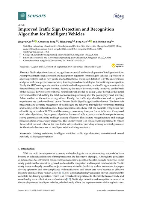 Pdf Improved Traffic Sign Detection And Recognition Algorithm For Intelligent Vehicles