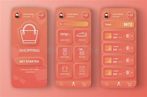 Set Of Ui Ux Gui Screens Shopping App Flat Design Template For Mobile Apps Responsive Website