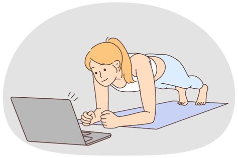 Premium Vector Woman Training Online With Lesson On Computer