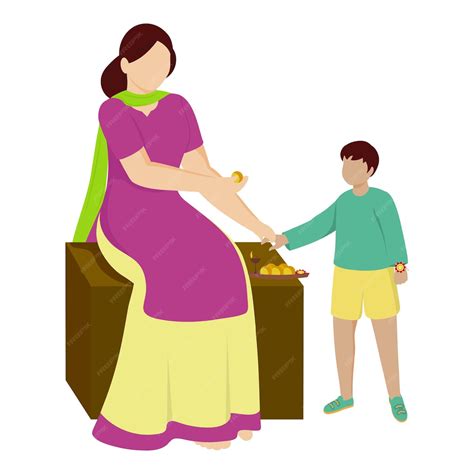 Gesichtsloses Indisches Junges Mädchen Das Ihrem Bruder Süßen Ladoo