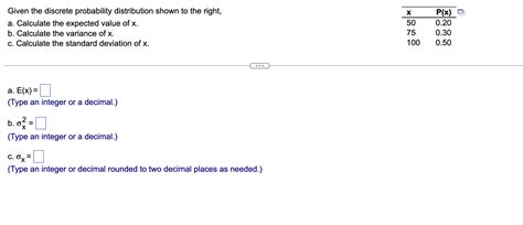 Solved Given The Discrete Probability Distribution Shown To Chegg