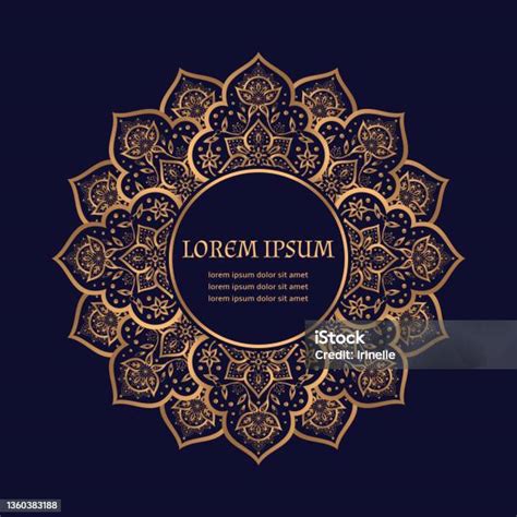 럭셔리 골든 아라베스크 프레임 벡터 이슬람 페이즐리 로얄 패턴 템플릿 새해 초대 카드를 위한 인도 디자인 원형에 대한 스톡 벡터 아트 및 기타 이미지 Istock