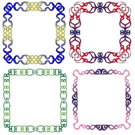 Set Of Beautiful Quadrangular Multi Colored Frames On A White