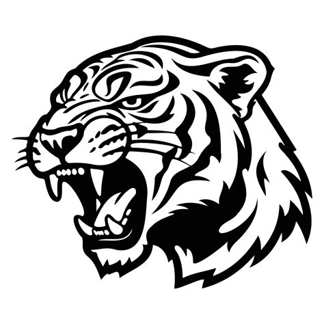 Ferocious Tiger Angry Tiger Face Side Tiger Mascot Logo Tiger Black