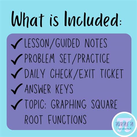 Graphing Square Root Functions Notespracticeexit Ticket By Purple Pi