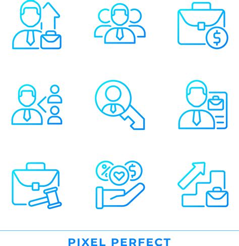 Job Related Pixel Perfect Gradient Linear Vector Icons Set Hiring Process Company Employee