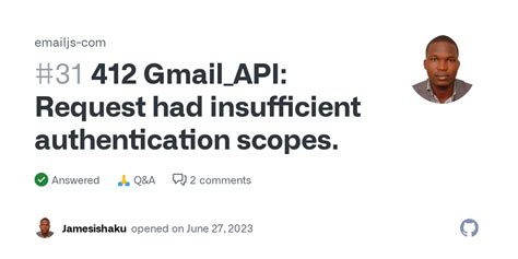 412 Gmailapi Request Had Insufficient Authentication Scopes