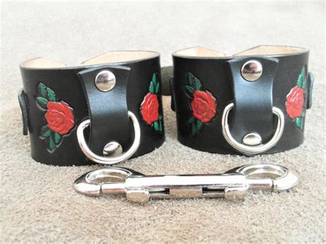 Rose Handcuffs Leather Handcuffs Bdsm Handcuffs Bdsm Etsy