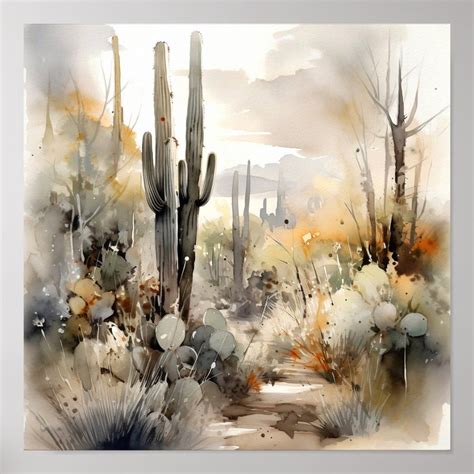 Saguaro National Park Watercolor Art Print Zazzle Southwest Art