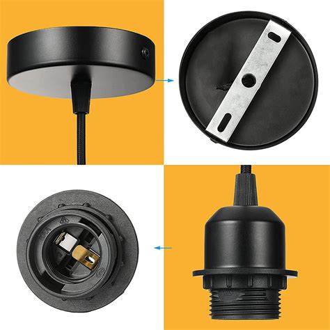 Black Pull Cord Light Switch Set Cm Pull String Cylinder Ceiling Pendant Light Fitting