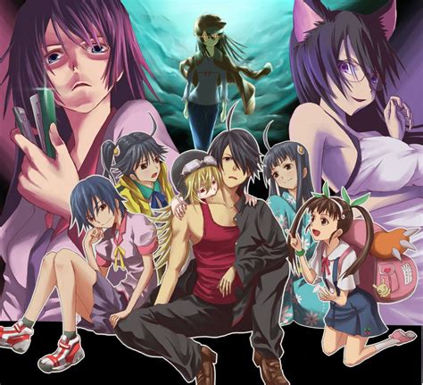 Koyomi Araragi Sengoku Nadeko Senjougahara Hitagi Hanekawa