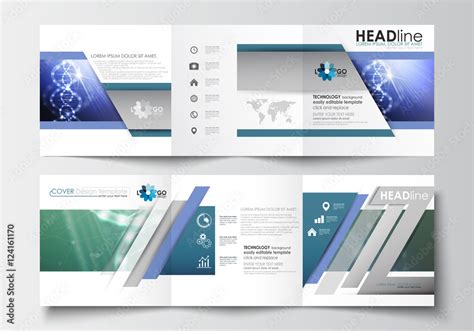 Business Templates For Tri Fold Brochures Square Design Leaflet Cover Abstract Flat Layout