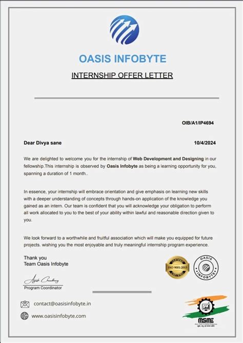 fullstackdevelopment internship webdev design oasisinfobyte… divya sane