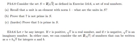 Solved P3 6 8 Consider The Set S Z[v2 As Defined In Exercise