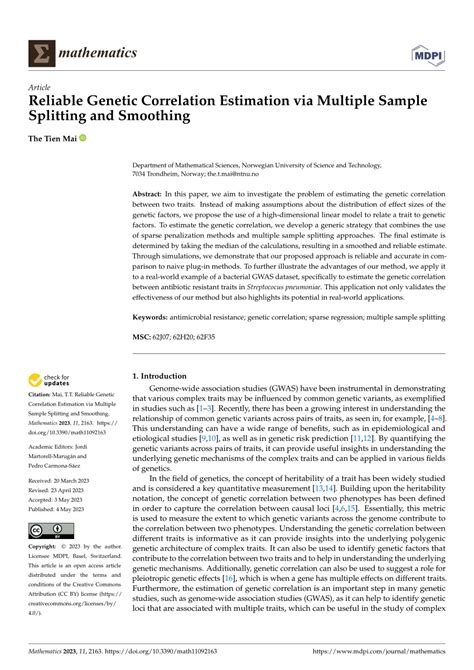 Pdf Reliable Genetic Correlation Estimation Via Multiple Sample