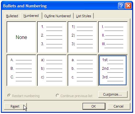 Adding Bullets And Numbering Numbering Headings