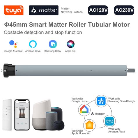 Smart Matter Ac Φ45mm Electronic Obstacle Detection Radio Roller Shutter Tubular Motor Sixin Smart
