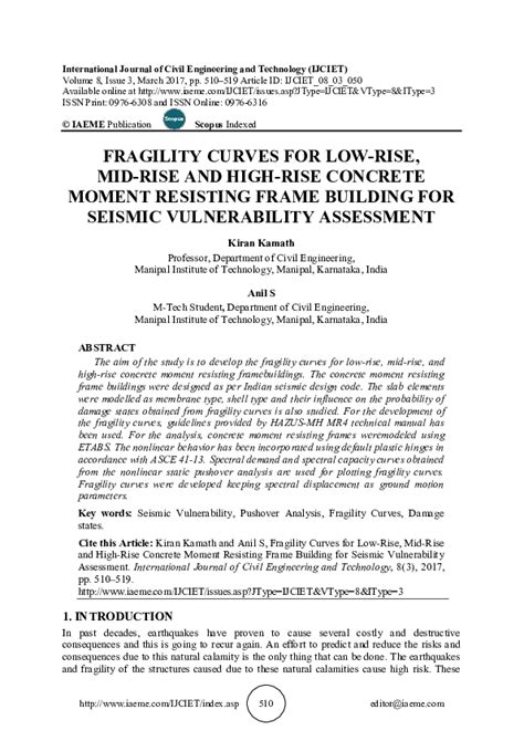 Pdf Fragility Curves For Low Rise Mid Rise And High Rise Concrete Moment Resisting Frame