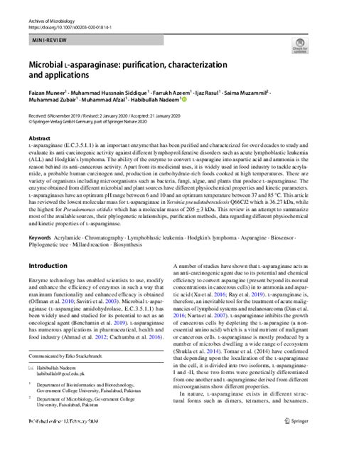 Pdf Microbial L Asparaginase Purification Characterization And Applications