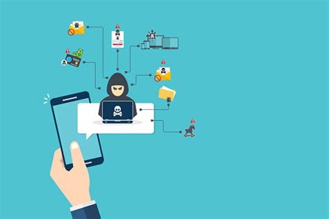 해커 휴대 전화에 악성 코드 알림 해커 경고와 스마트 폰 휴대 전화 사기 오류 메시지에 스팸 데이터 사기 바이러스 플랫 벡터 그림입니다 Brand Name Smart