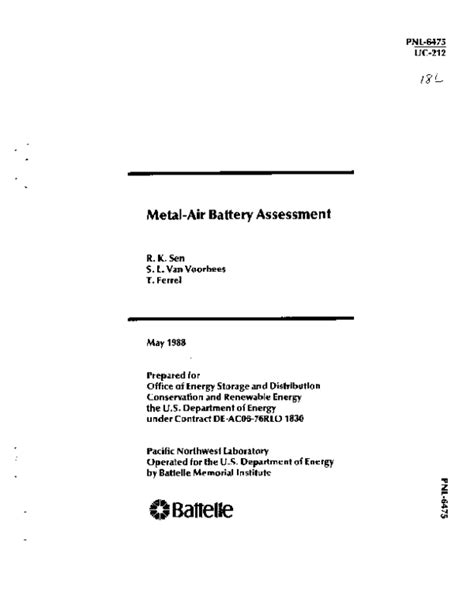 Pdf Metal Air Battery Assessment