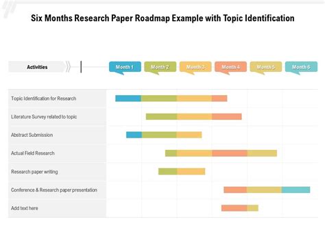 Six Months Research Paper Roadmap Example With Topic Identification PowerPoint Slides Diagrams