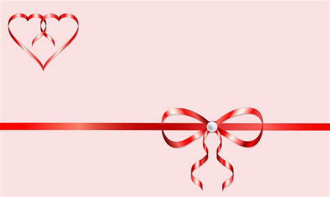 매듭에 진주 수평 리본과 새틴 리본으로 만든 이중 심장 장식과 빨간색 장식 새틴 활 인사말 카드 공단에 대한 스톡 벡터 아트 및 기타 이미지 Istock