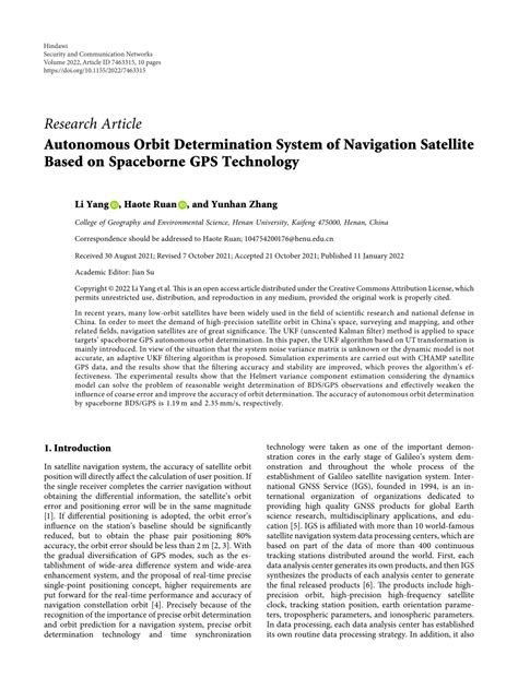 Pdf Autonomous Orbit Determination System Of Navigation Satellite Based On Spaceborne Gps