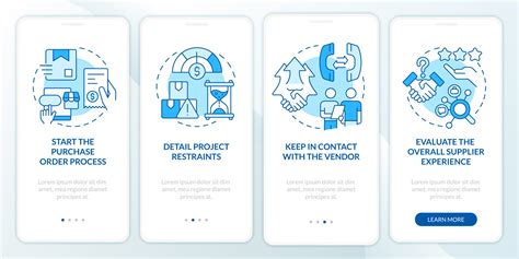 Steps In Purchasing Process Blue Onboarding Mobile App Screen Walkthrough 4 Steps Editable