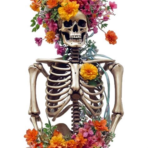 Premium Vector Human Skeleton Decoration With Flower Symbolizing The